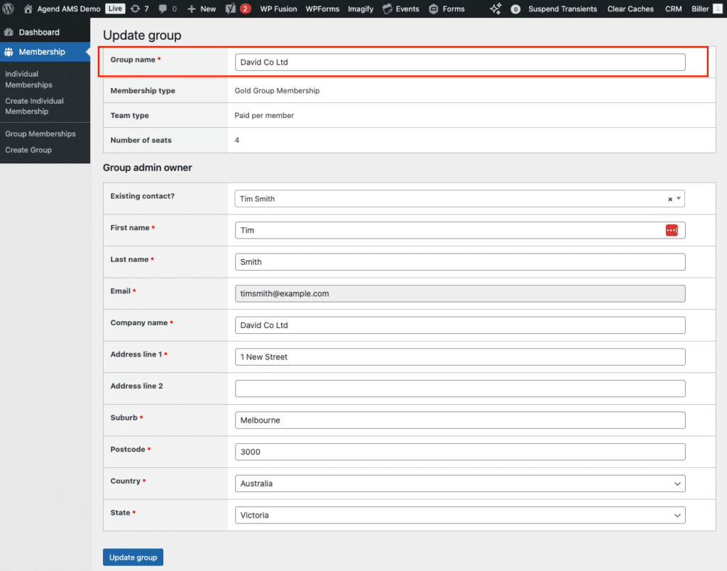 Changing Group Membership Admin - agend | association management system (AMS)